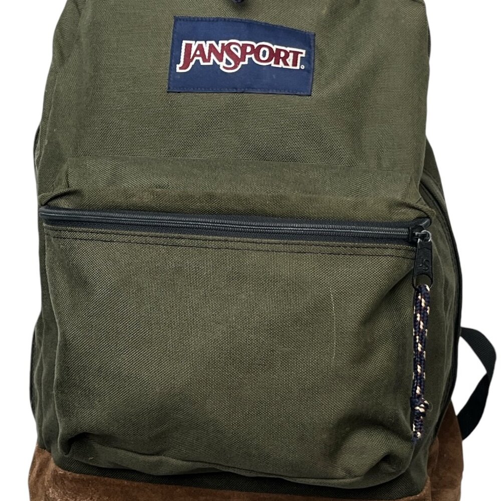 Vintage Jansport Suede Bottom Classic Backpack Olive … - Gem